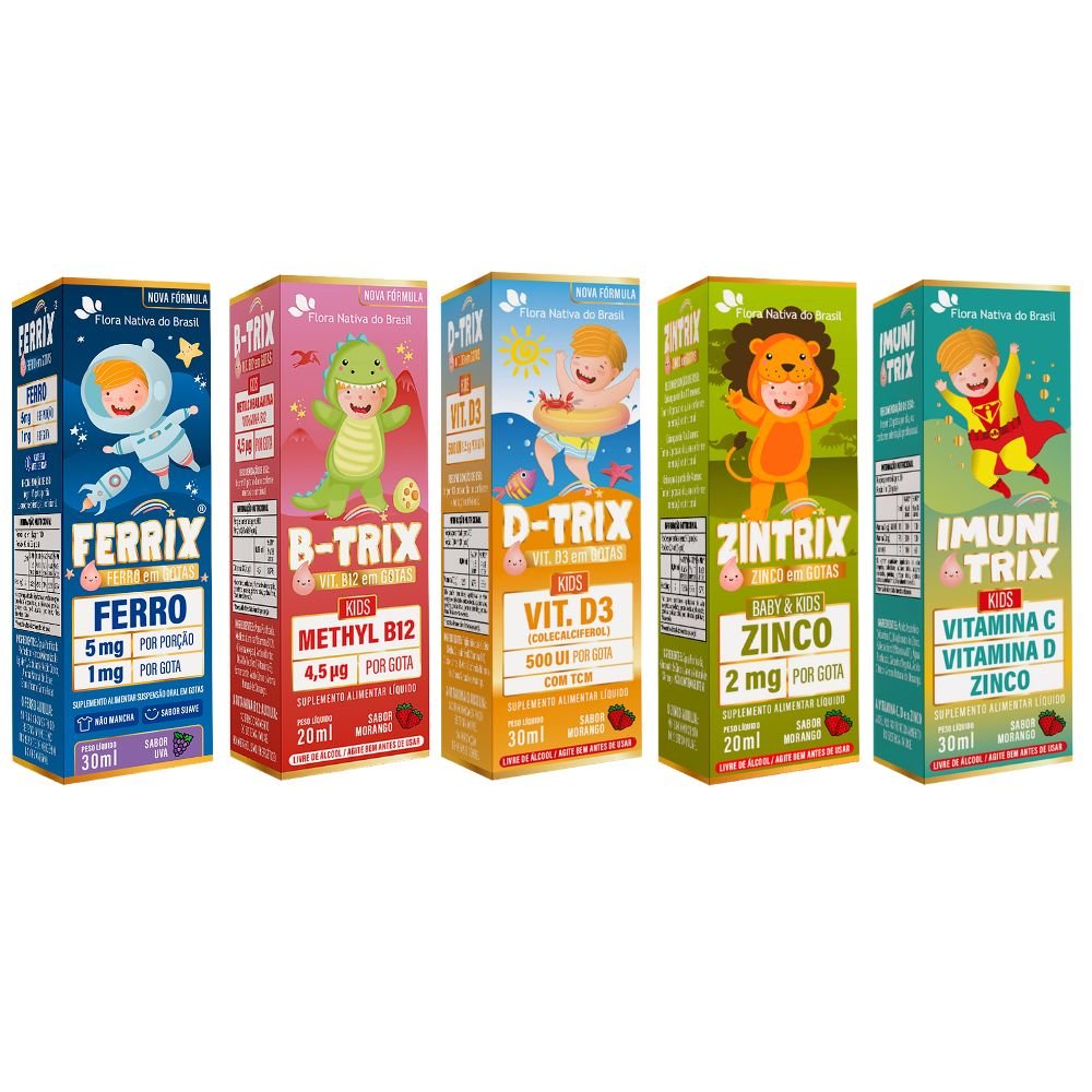 Ferrix + B-Trix + D-Trix + Zintrix + Imunitrix - Flora Nativa | Natulha