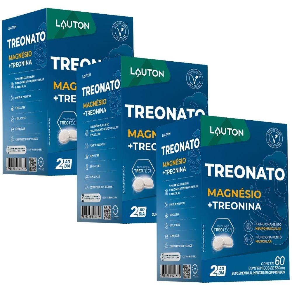 KIT 3X TREONATO ( Magnésio e Treonina ) 60 comprimidos - Lauton | Natulha