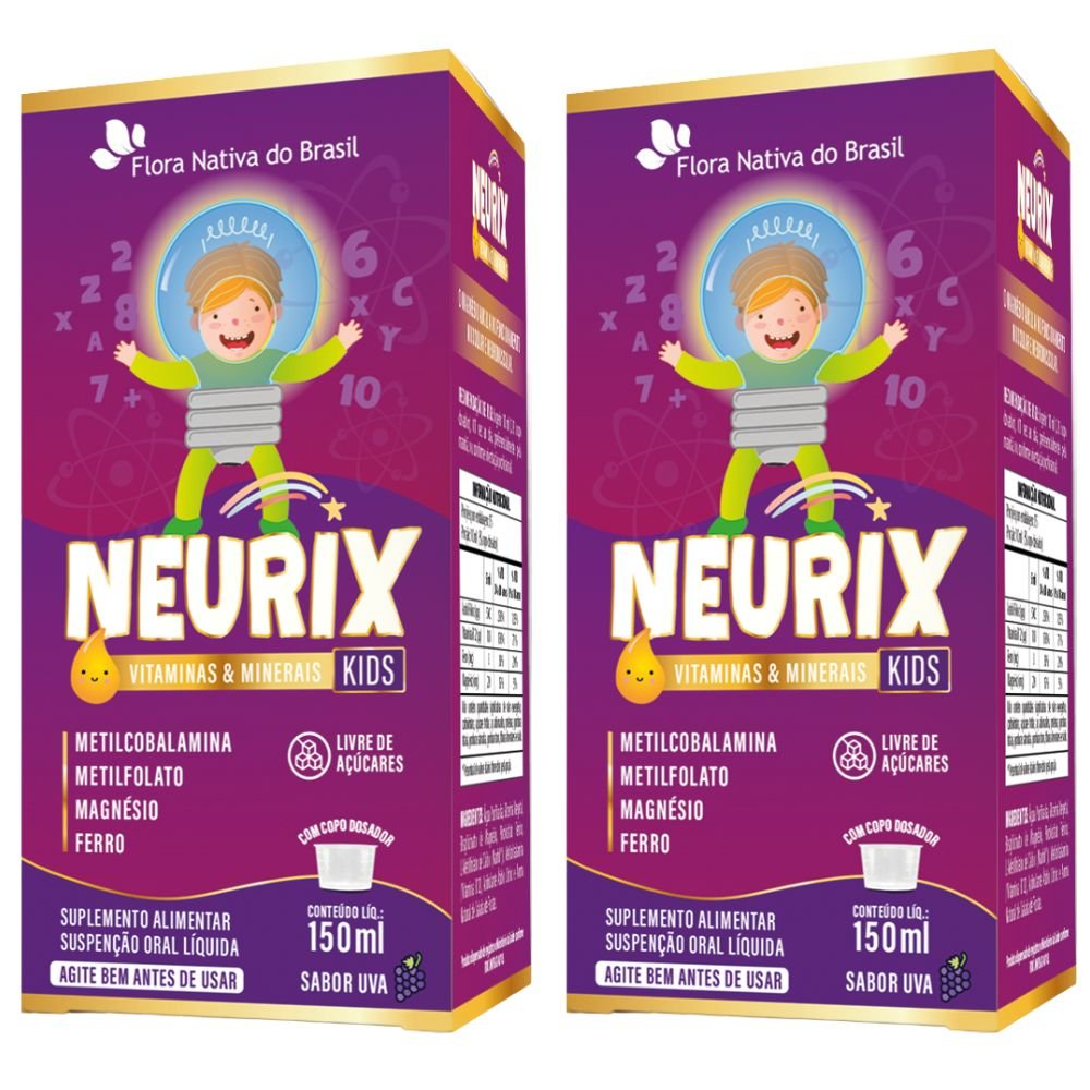 KIT 2X NEURIX (Mg, Fe, Metilfolato e B12) 150ml - Flora Nativa | Natulha