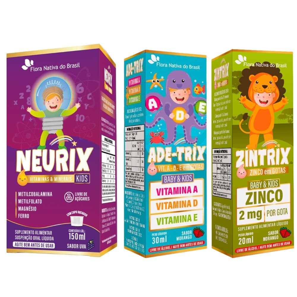 KIT NEURIX + ADE-TRIX + ZINTRIX - Flora Nativa | Natulha