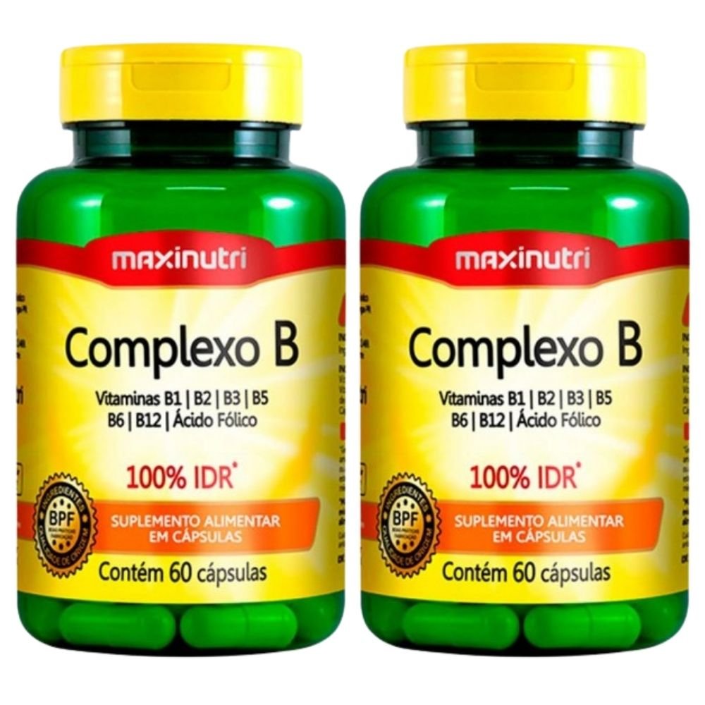 KIT 2X Vitaminas do Complexo B 100% IDR 60 cápsulas - Maxinutri | Natulha
