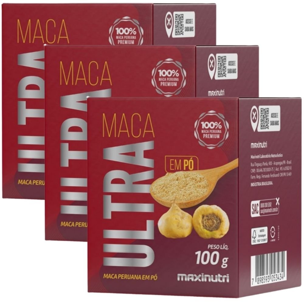 KIT 3X Maca Peruana Ultra 100g - Maxinutri | Natulha
