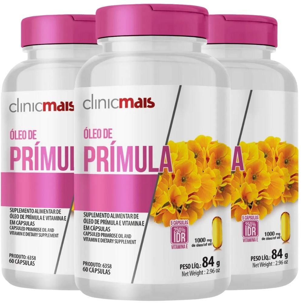 KIT 3X Óleo de Prímula 1000mg 60 cápsulas - Clinicmais | Natulha