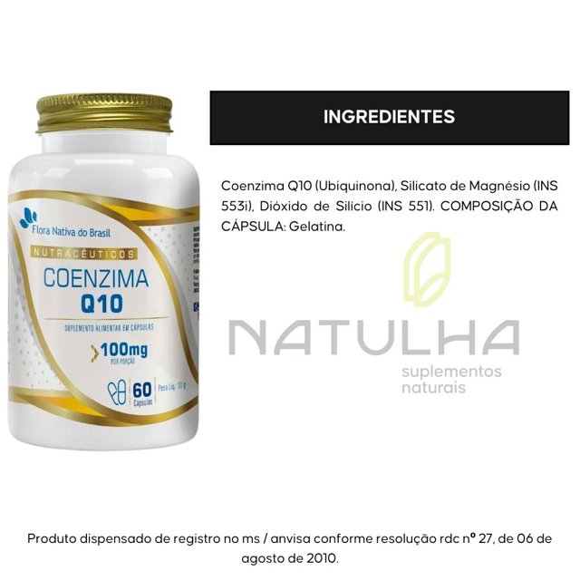 Coenzima Q10 100mg 60 cápsulas - Flora Nativa | Natulha