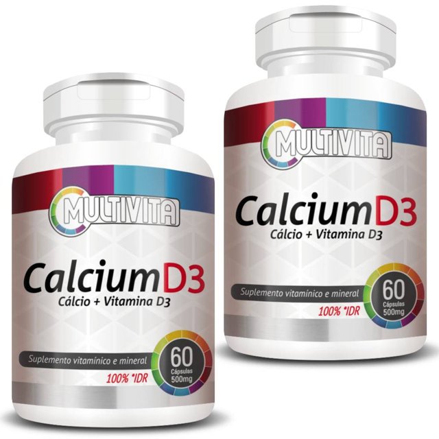 KIT 2X Calcium D3 (Cálcio + Vitamina D3) 60 cápsulas - Multivita | Natulha