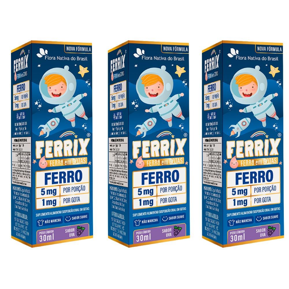 KIT 3X FERRIX (Ferro infantil) 30ml - Flora Nativa | Natulha