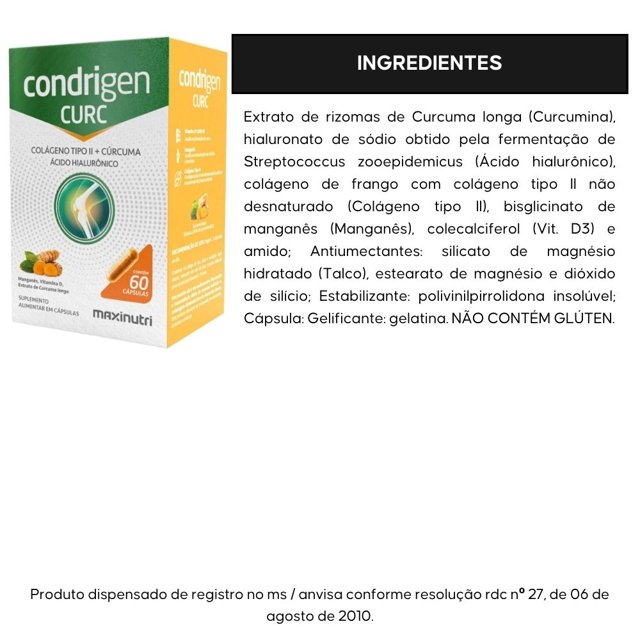 Condrigen CURC (Suplemento Articulações) 60 cápsulas - Maxinutri | Natulha