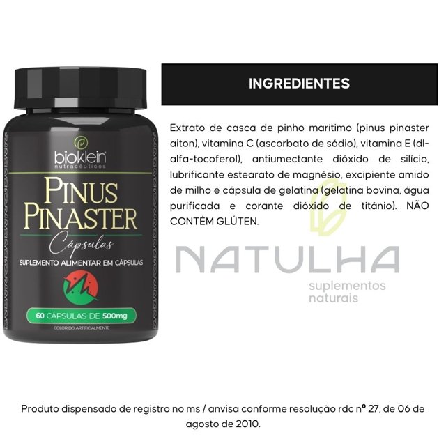 Pinus Pinaster com Vitaminas 60 cápsulas - Bioklein | Natulha