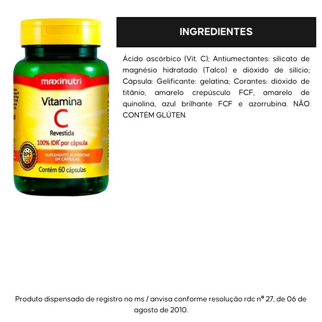 KIT 3X Vitamina C Revestida 60 cápsulas - Maxinutri | Natulha