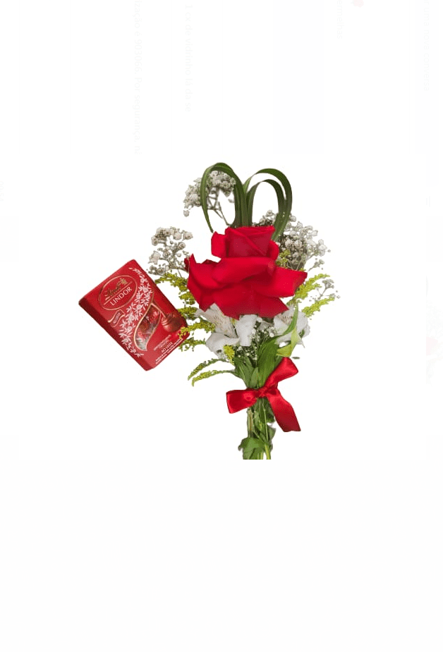 Botão de Rosa Internacional com Lindor Lindt 37g - Presente Sofisticado ...