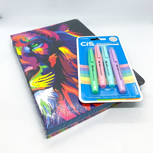 Bíblia Sagrada NVT Slim Lion Colors + Marca Texto Cis Mini Pastel 4 ...