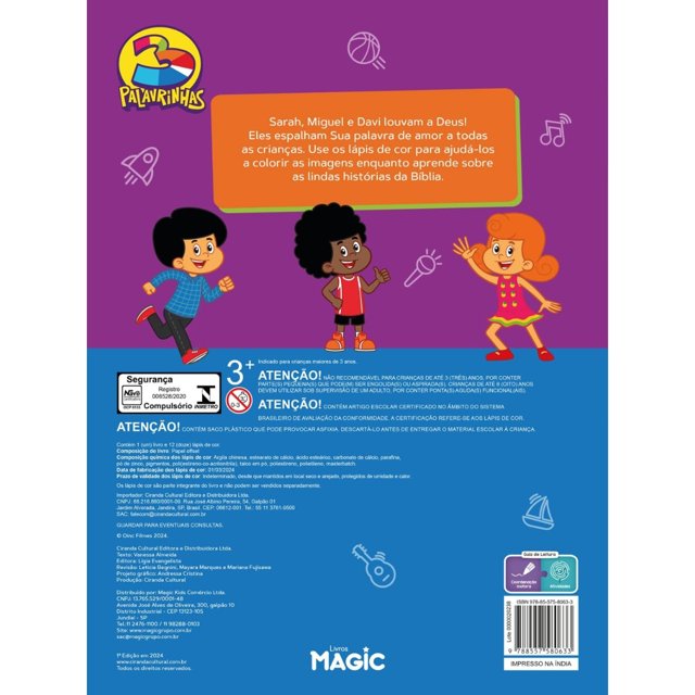 Kit Livro De Colorir E Lápis De Cor (12 Cores) - 3 Palavrinhas - Livro ...