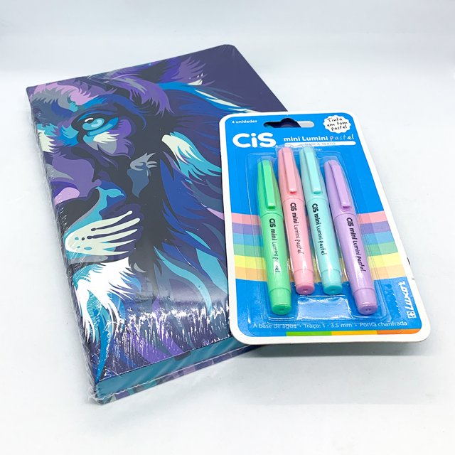 Bíblia Sagrada NVT Slim Lion Colors Cool + Marca Texto Cis Mini Pastel ...