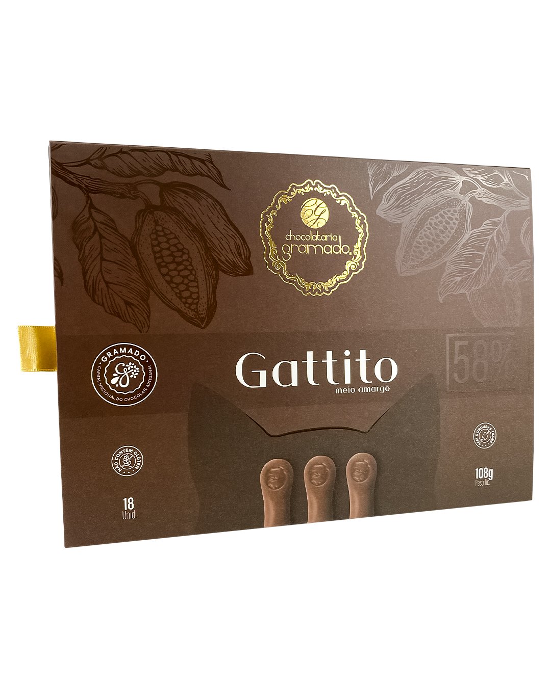 Gattito Chocolate Meio Amargo - 108g | Chocolataria Gramado