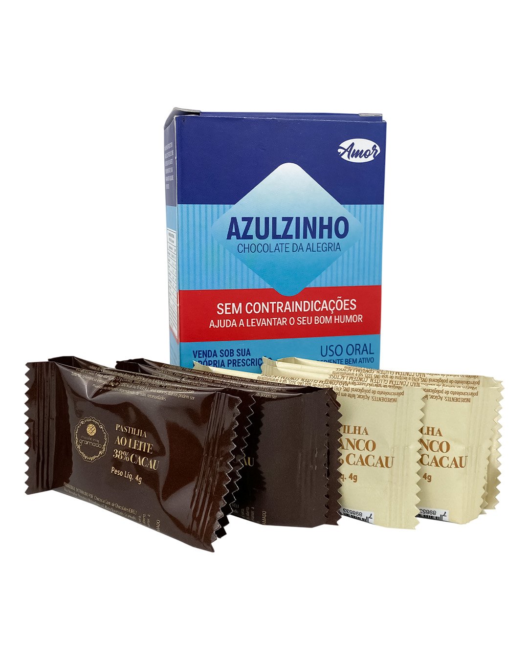 Caixa Divertida "Azulzinho" com 08 pastilhas 32g | Chocolataria Gramado
