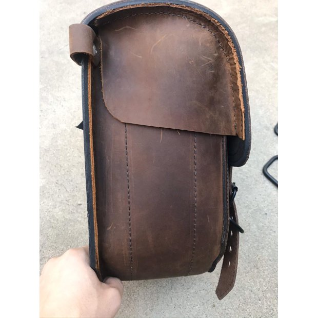 MOTO CUSTOM - Alforge Lateral em Couro Natural | CASA DO ALFORGE