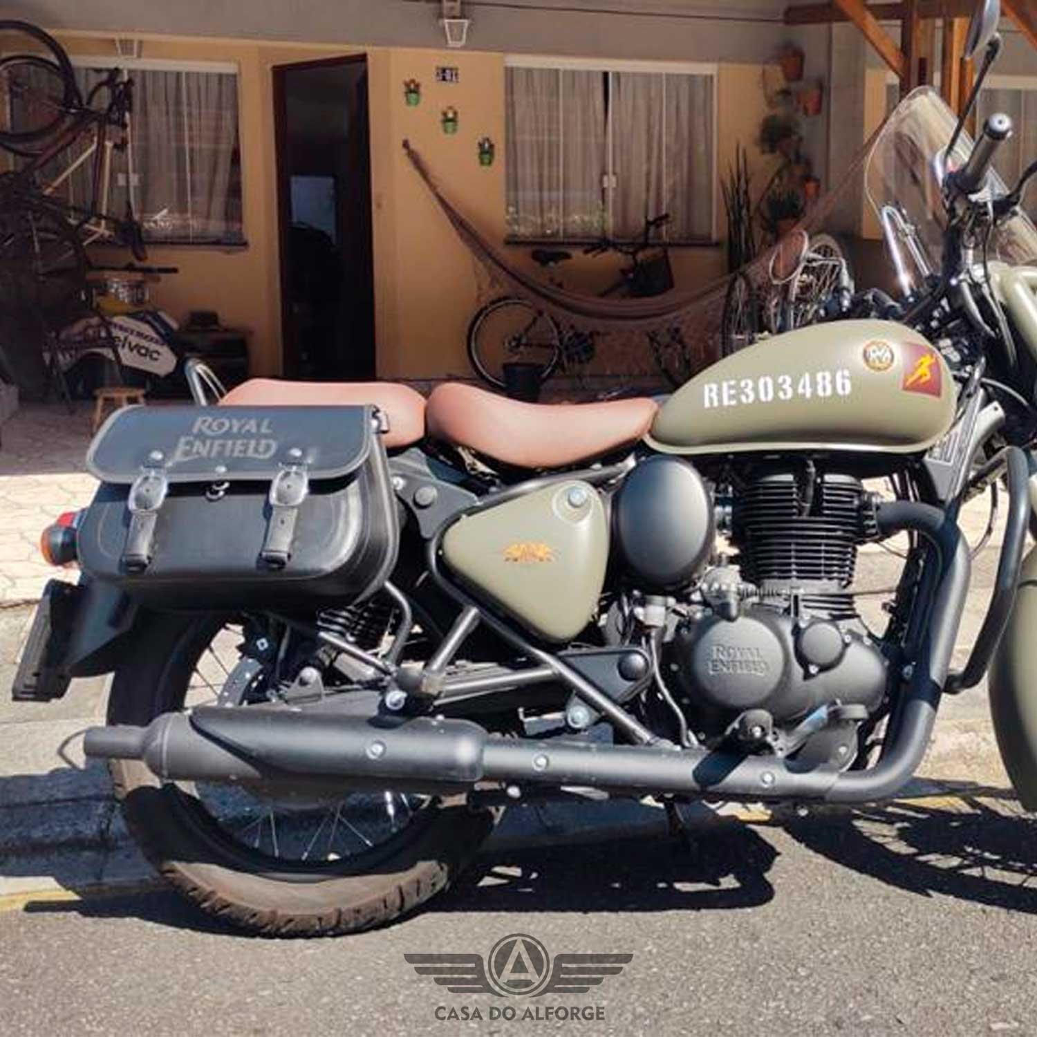 Royal Enfield Classic 350 E 500 Alforge Em Couro Impermeável Casa