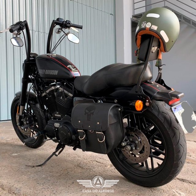 MOTO CUSTOM - Alforge Lateral em Couro Natural | CASA DO ALFORGE