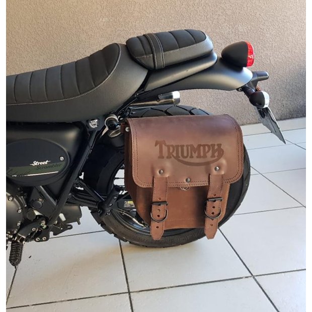 MOTO CUSTOM - Alforge Lateral em Couro Natural | CASA DO ALFORGE