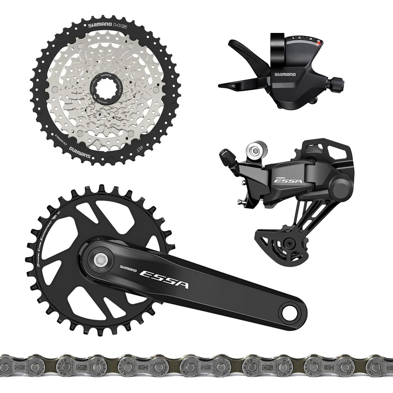 GRUPO SHIMANO ESSA 8V COROA 32D CASSETE 11/45D | Upgrade Bikes