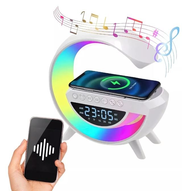 Carregador Indução Com Led e Relógio Bt3401 | Pampa Tech