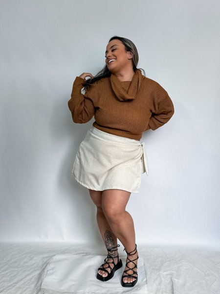 short saia Babi linho cream | MERAKI