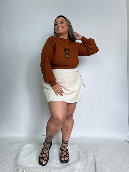 short saia Babi linho cream | MERAKI