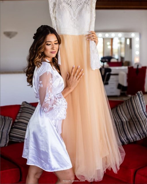 Robe Luxo Manga Longa Toda em Renda | Ressy Carla Robes Personalizados