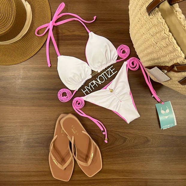 Biquini Aline Rosa Power-Branco | Hypnotize Fashion Beach