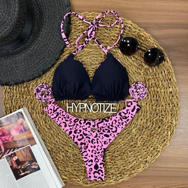 Biquíni Andrieli Onça Rosa-Preto | Hypnotize Fashion Beach