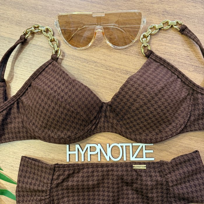 Biquini Claudiane Xadrez Marrom | Hypnotize Fashion Beach