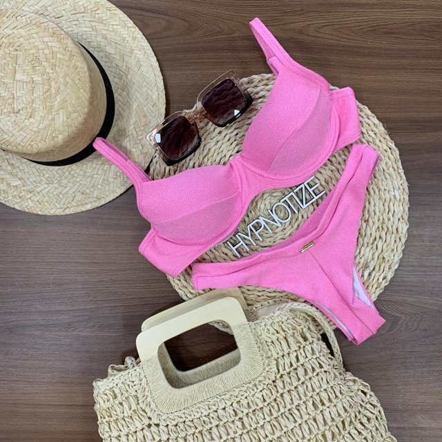 Biquini Catiele Trabalhado Lurex Rosa Hypnotize Fashion Beach