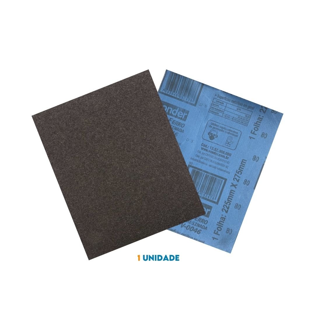 Folha Lixa Ferro Grão 80 225x275mm | Desicon Ferragens