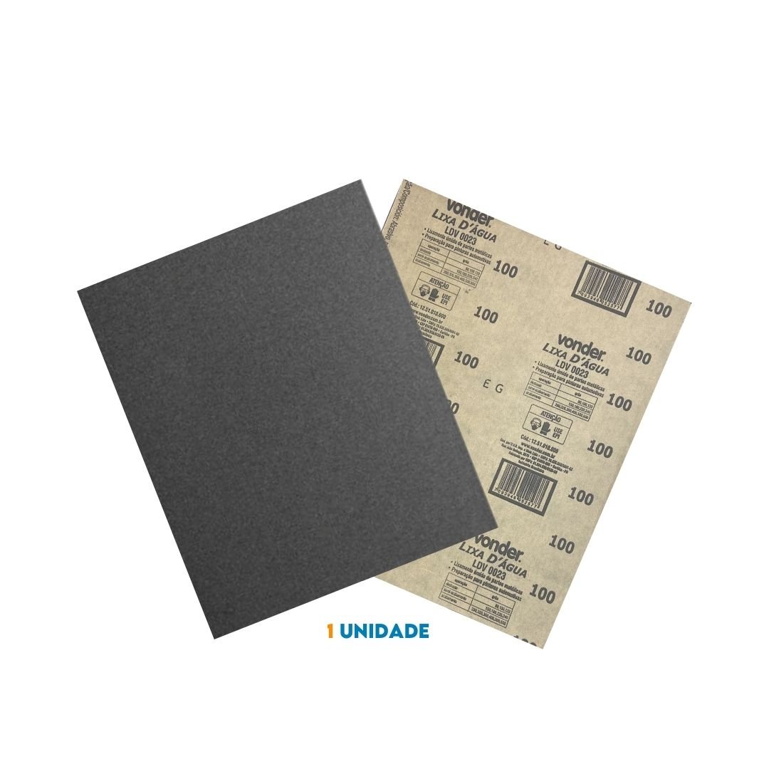 Folha Lixa D’Água Grão 100 225x275mm Vonder | Desicon Ferragens