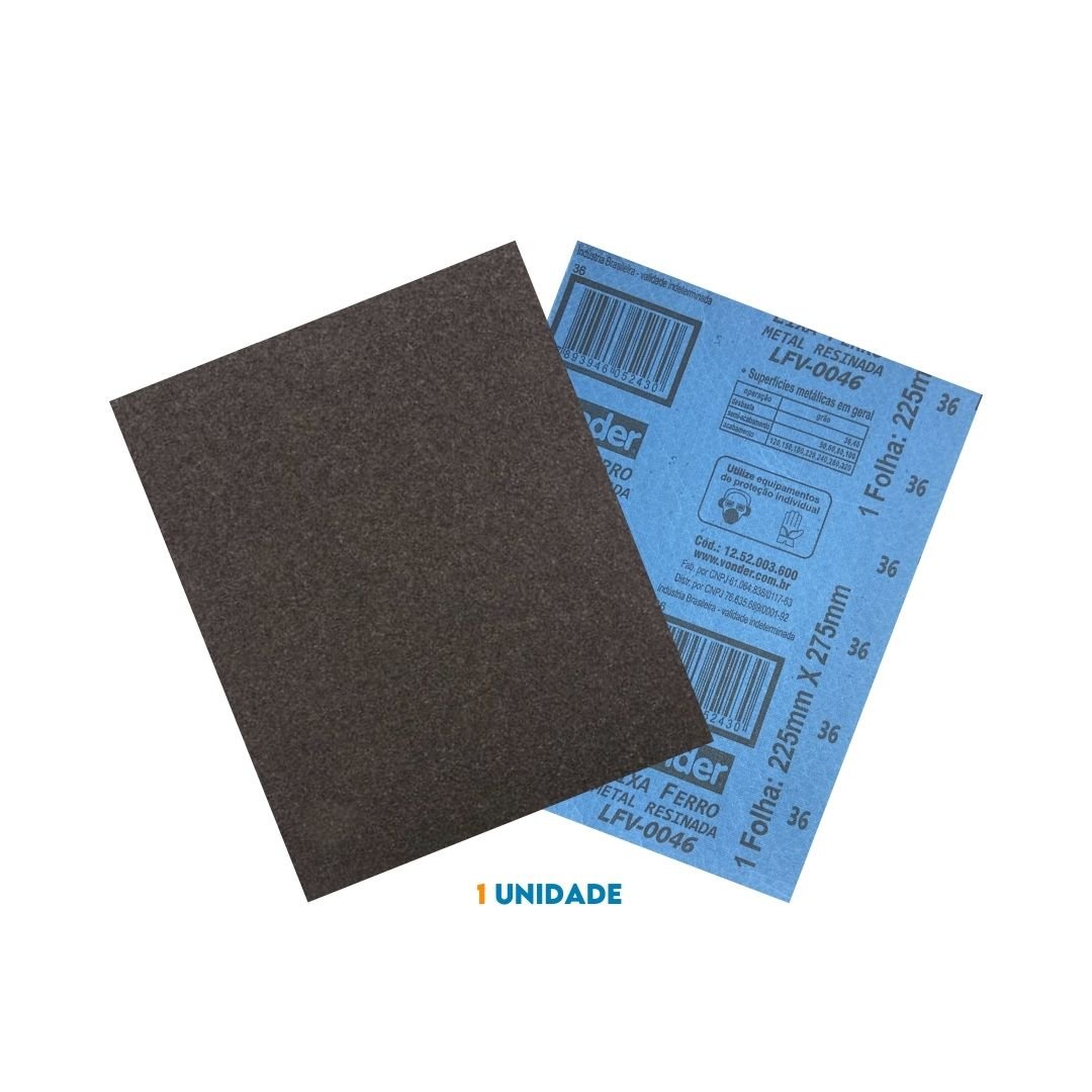 Folha Lixa Ferro Grão 36 225x275mm | Desicon Ferragens