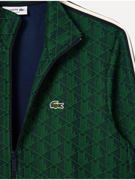 Moletom Lacoste Masculino Paris Monogram Zip-Up Verde | Secret Outlet