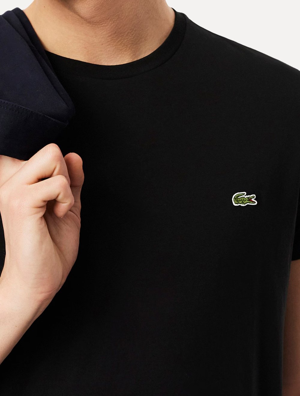 Camiseta Lacoste Masculina Jersey Pima Cotton Preta | Secret Outlet