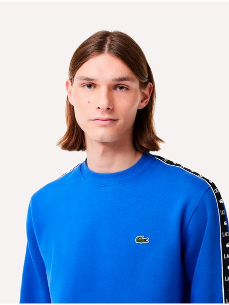 Moletom Lacoste Masculino C-Neck Jogger Logo Stripe Azul Royal | Secret ... Moletom Lacoste Masculino C-Neck Jogger Logo Stripe Azul Royal | Secret ...