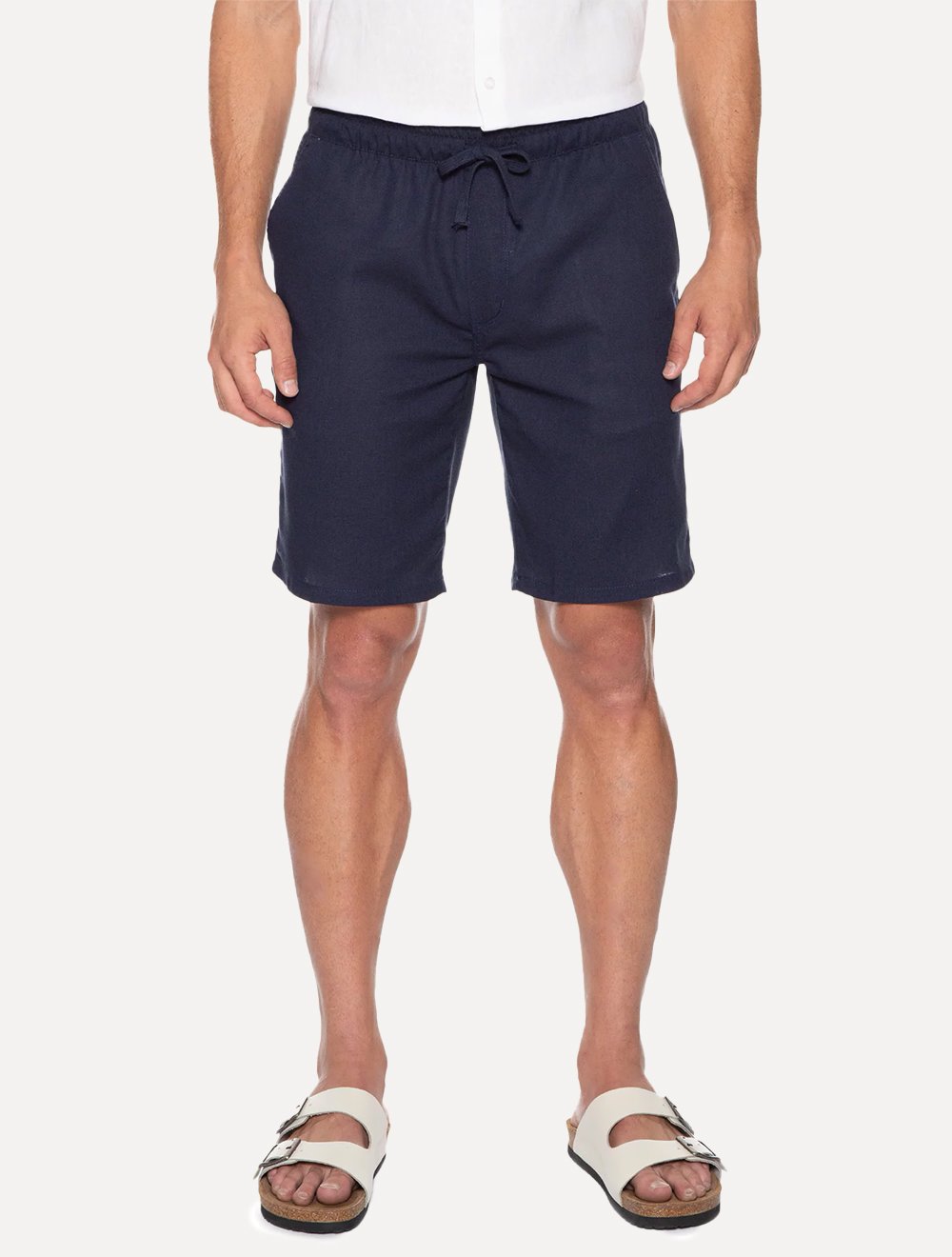 Bermuda Sergio K Masculina Elastico Linho Casual Azul Marinho | Secret Outlet