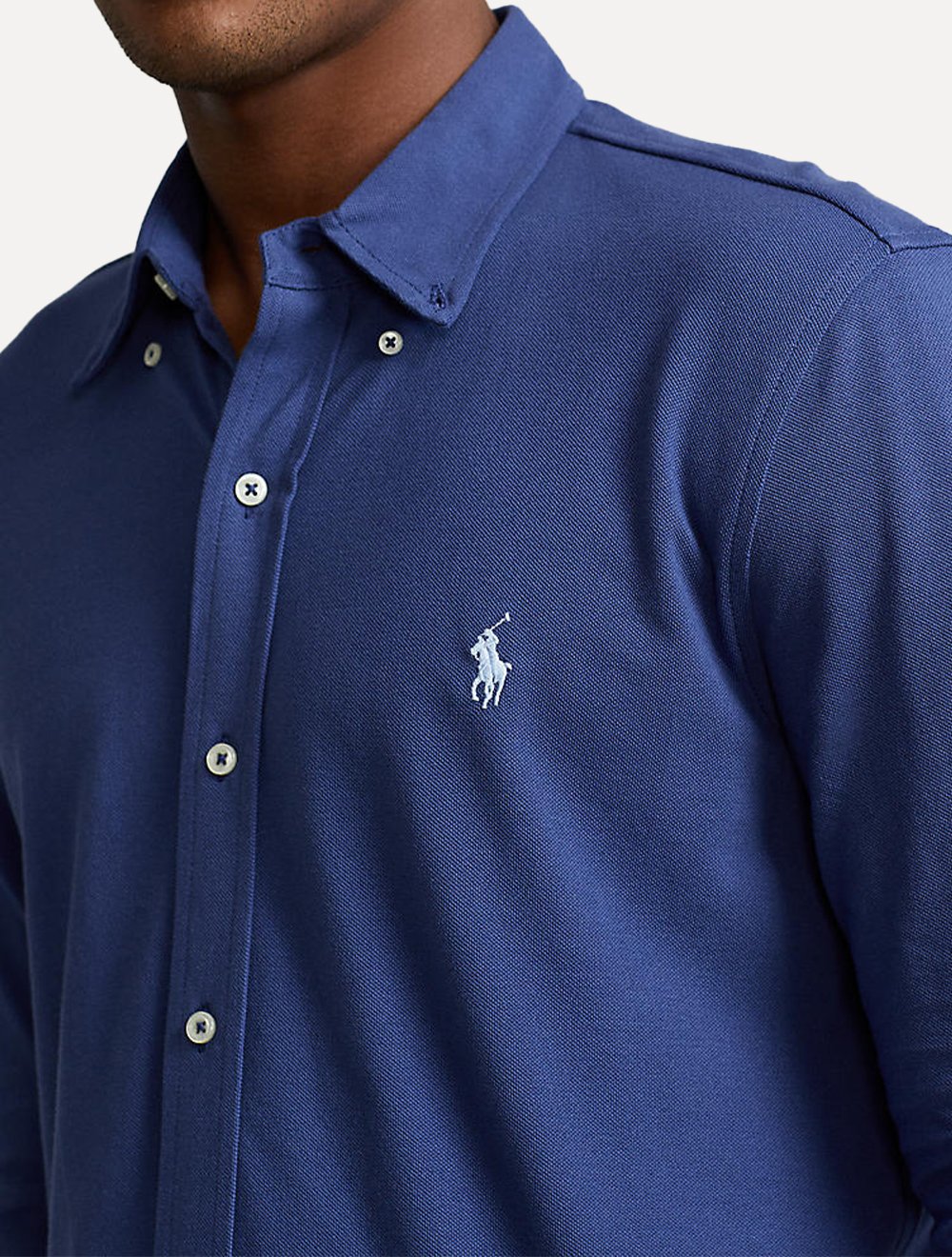 Camisa Ralph Lauren Masculina Featherweight Mesh Blu Logo Azul Royal ...