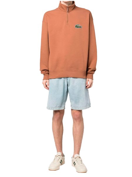 Moletom Lacoste Masculino Loose Fit Big Croco Half-Zip Marrom | Secret ...