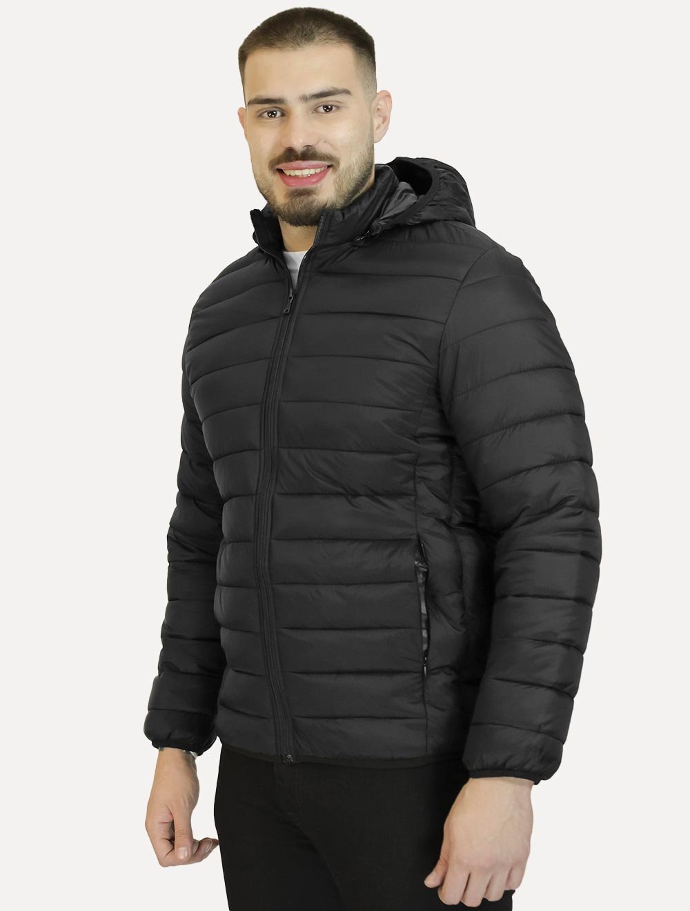 Jaqueta Dixen Masculina Hoodie Nylon Puffer Preta | Secret Outlet