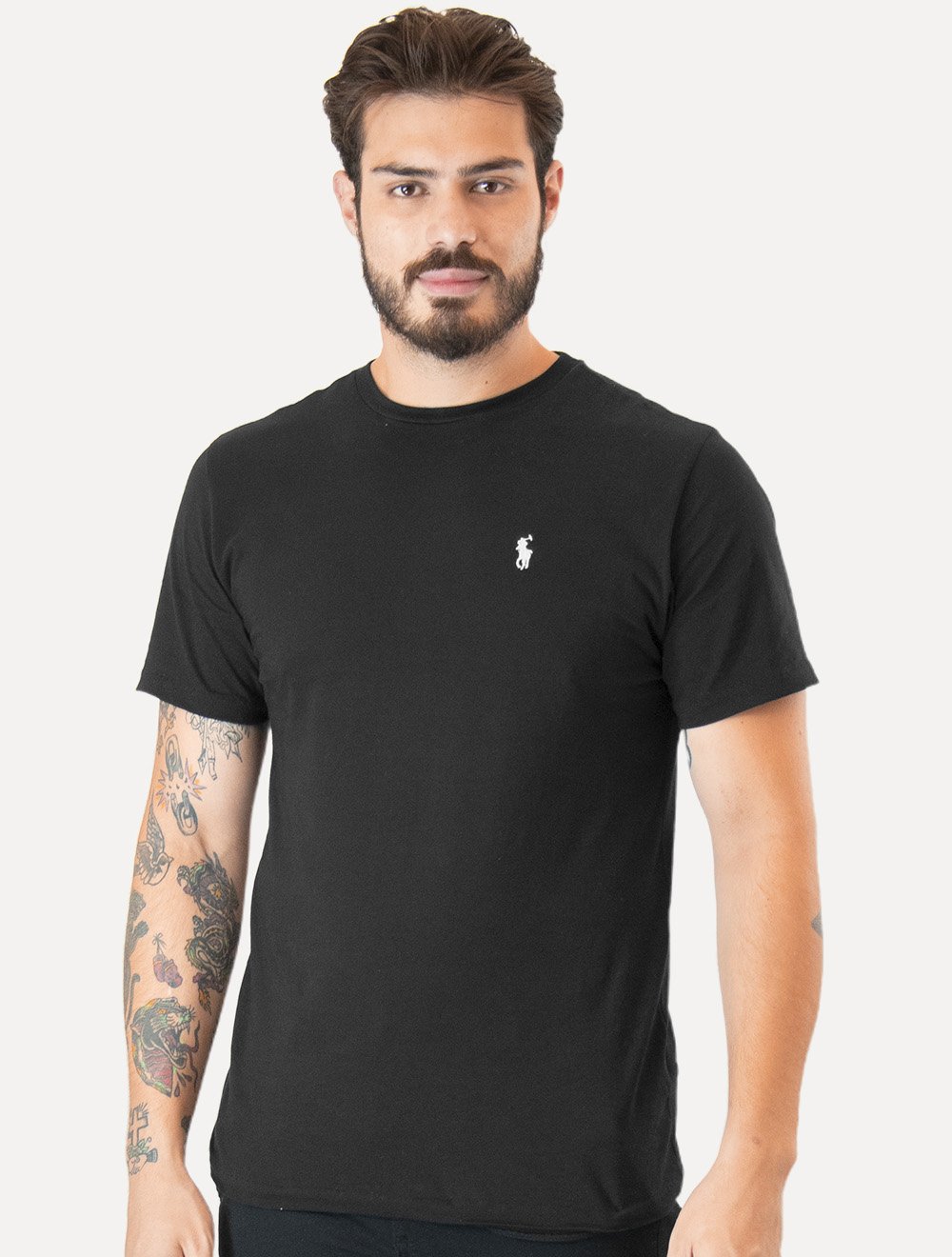 Camiseta Ralph Lauren Masculina Custom Slim Fit Grey Icon Preta ...