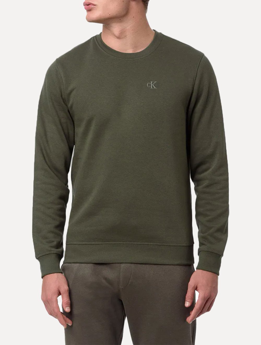 Moletom Calvin Klein Jeans Masculino Crewneck CK Bordado Verde Militar ...