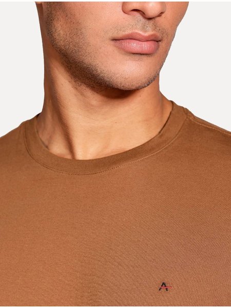 Camiseta Aramis Masculina Basic Lisa Dark Logo Marrom Médio | Secret Outlet