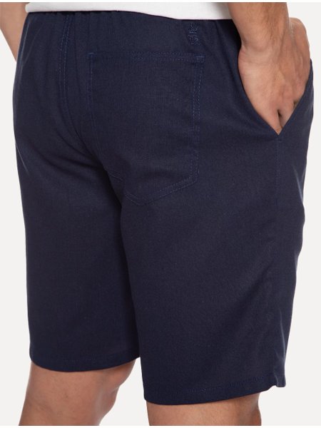 Bermuda Sergio K Masculina Elastico Linho Casual Azul Marinho | Secret Outlet
