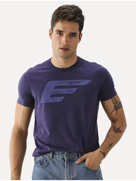 Camiseta Ellus Masculina Cotton Fine Maxi Splash Logo Roxo Escuro ...