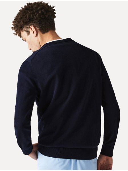 Suéter Lacoste Masculino Classic Fit Gola Redonda Logo Azul Marinho ...