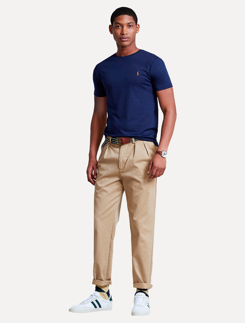 Camiseta Ralph Lauren Masculina Custom Slim Fit Coloured Logo Azul ...