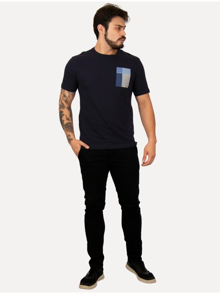 Camiseta Aramis Masculina Estampa Retângulos Azul Marinho | Secret Outlet